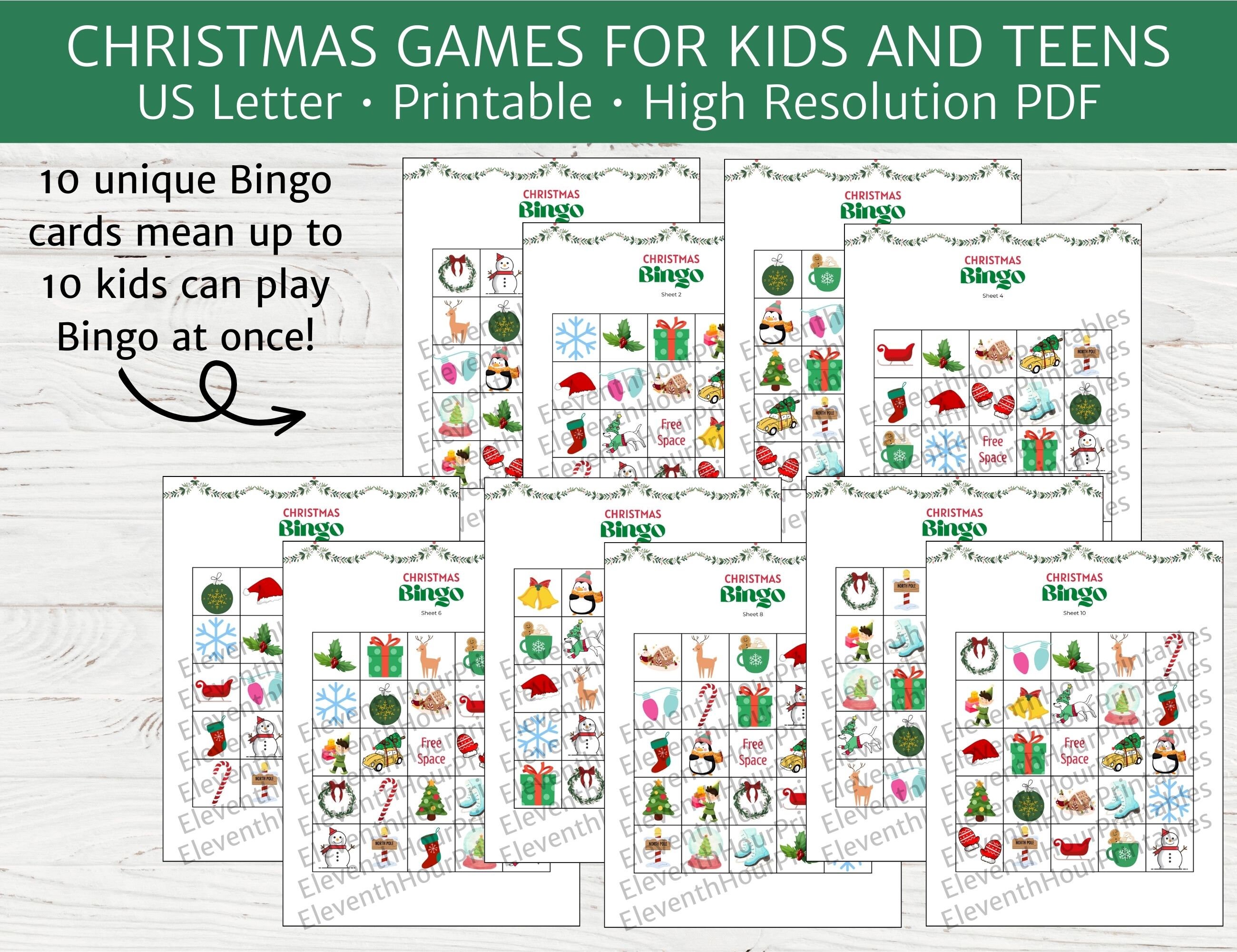 Printable Christmas Games for Kids, Christmas Games for Teens, Family ...
