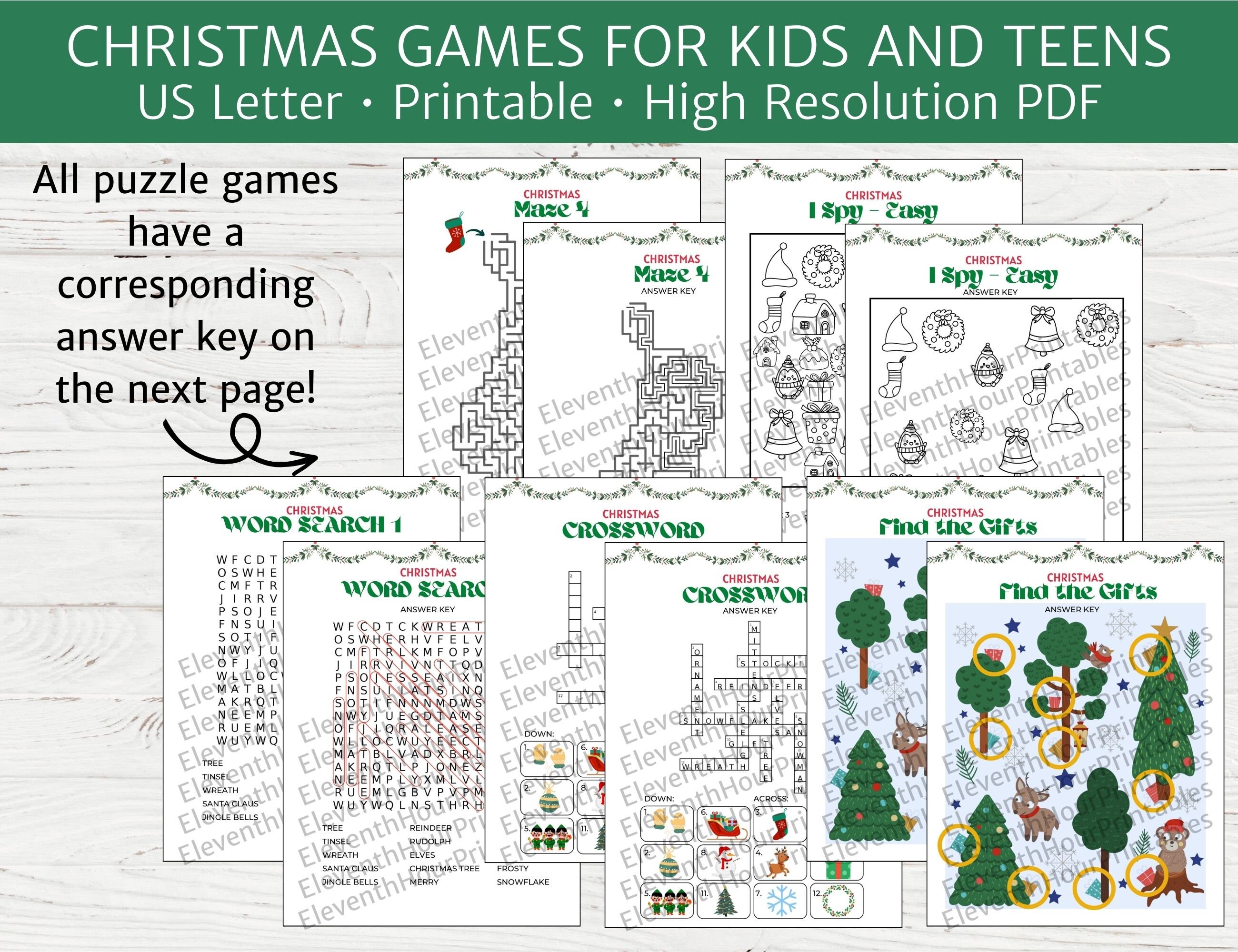 Printable Christmas Games for Kids, Christmas Games for Teens, Family ...