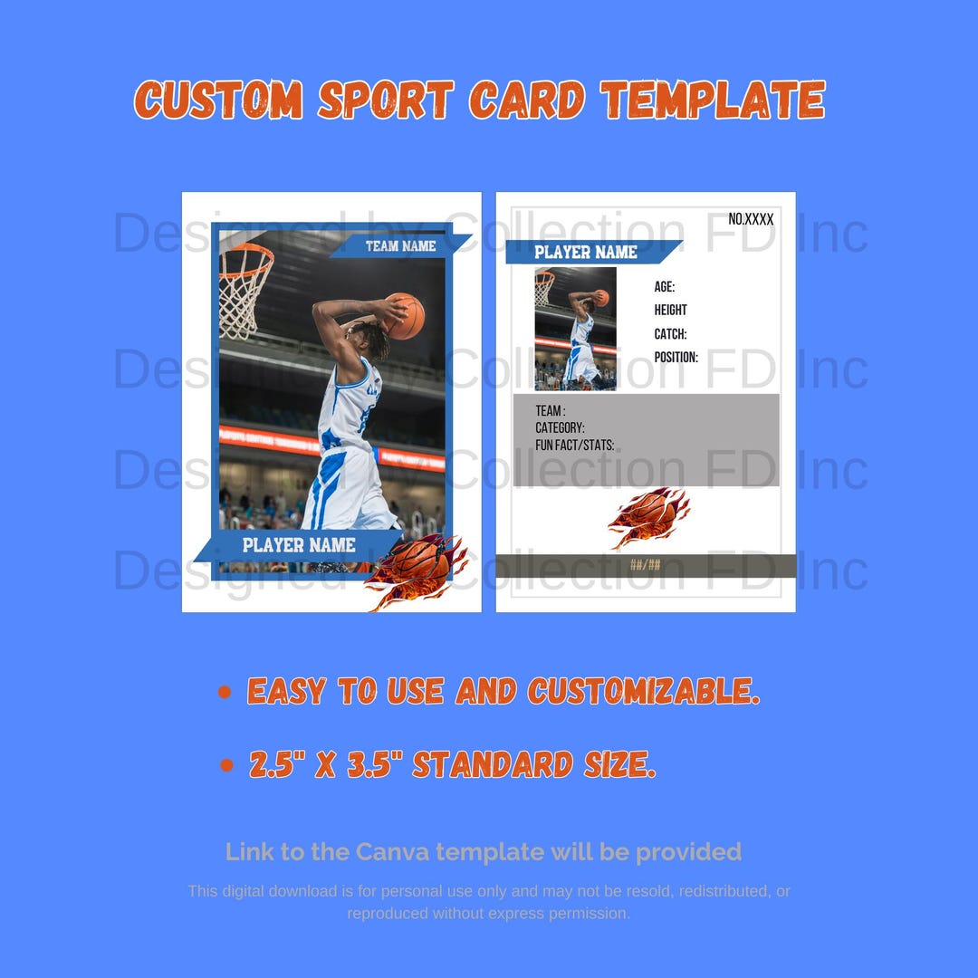 Custom Basketball Card Template for Kids | Editable Sports Trading Card ...
