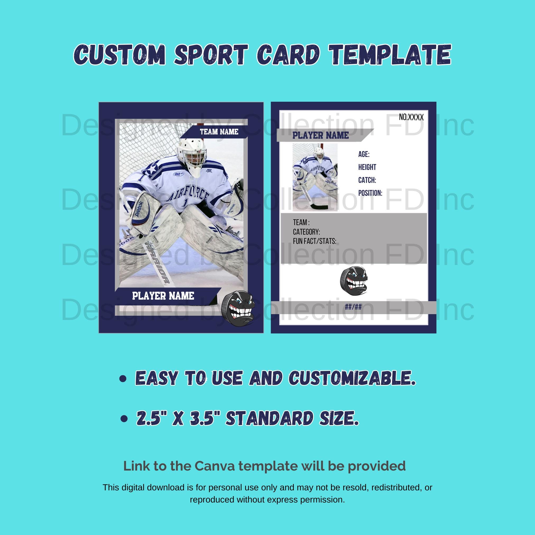Personalized Hockey Card Template Custom Sports Card Design Digital ...