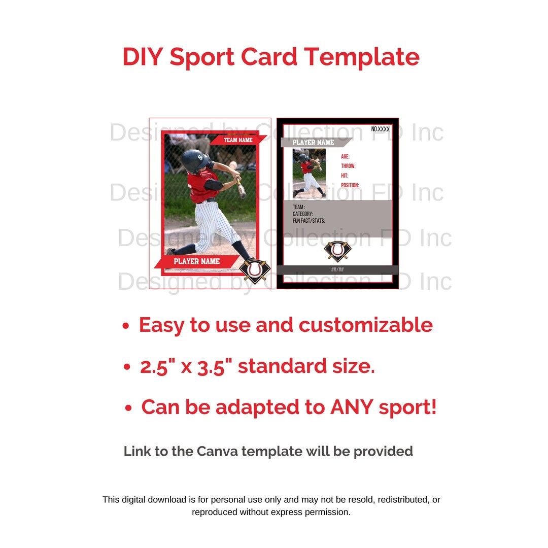 Personalized Sport Card Template Custom Card Template Custom Sport Card ...