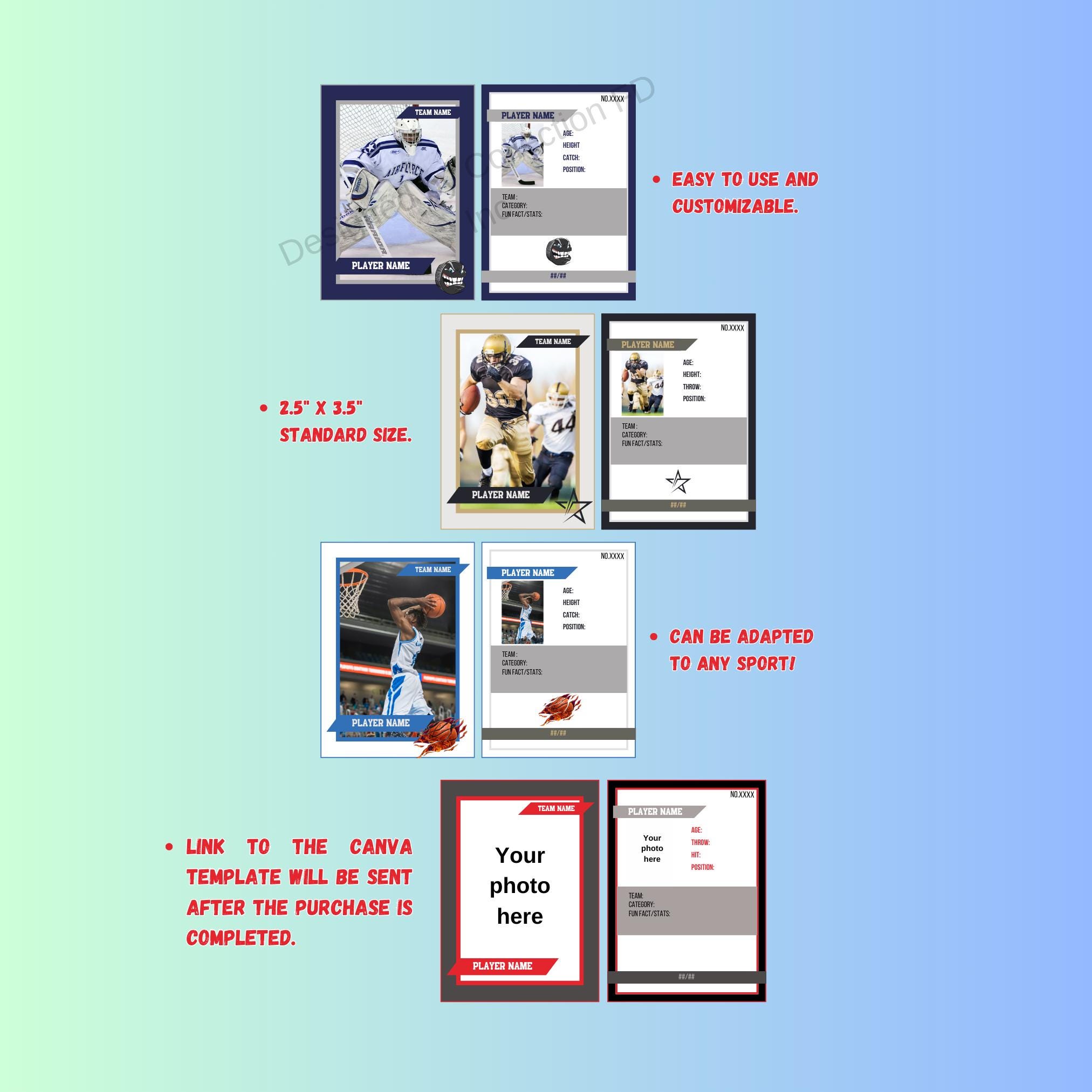 Personalized Hockey Card Template Custom Sports Card Design Digital ...