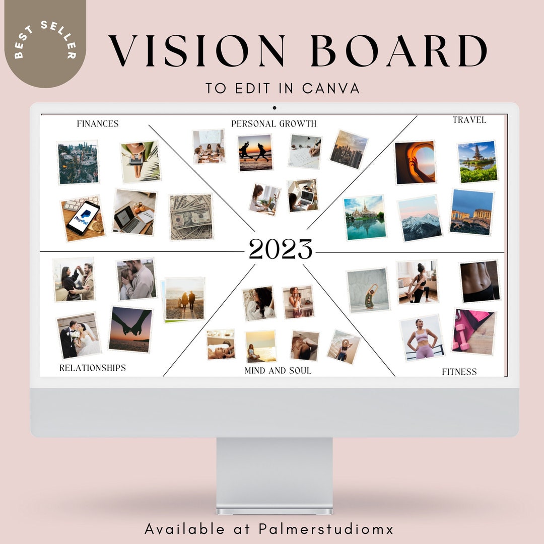 Digital Vision Board Template for Canva 2023 Vision Board - Etsy