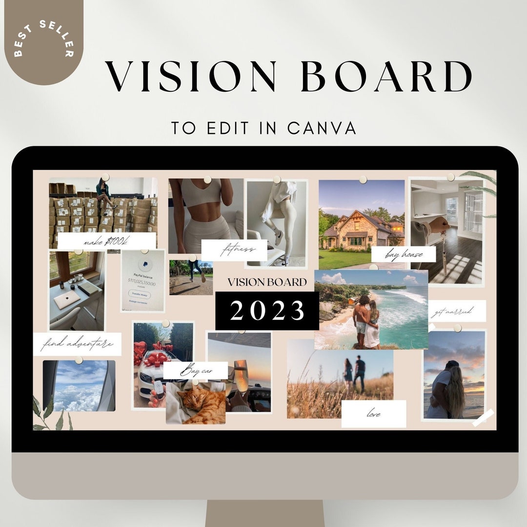 Digital Vision Board Template for Canva 2023 Vision Board - Etsy