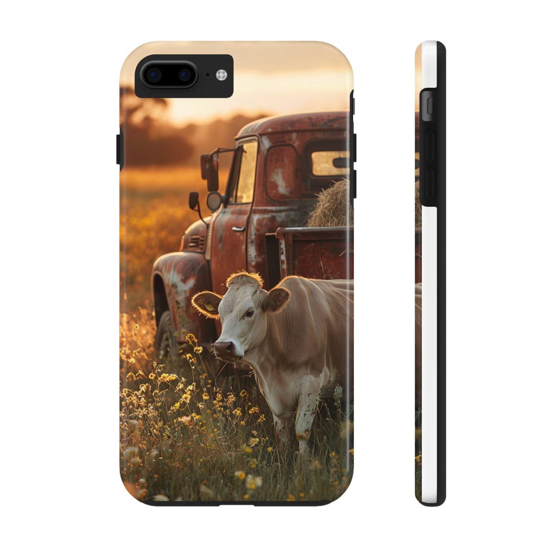 Cow Phone Case, Cow by a Truck, Cow Case, Cow in a Field, Cow iPhone ...