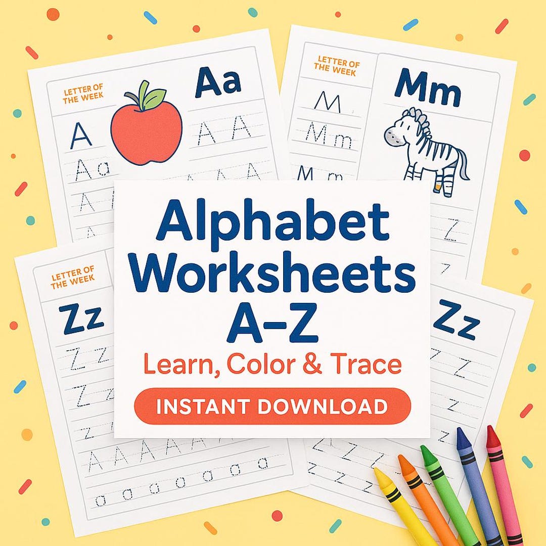 Alphabet, Activity Worksheets Printable PDF A-Z Coloring Pages for Kids ...