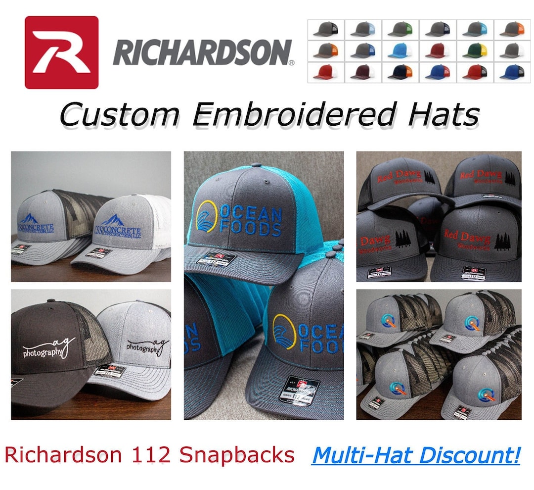 Custom Embroidered Logo Hats | Richardson 112 Trucker Caps | Custom ...
