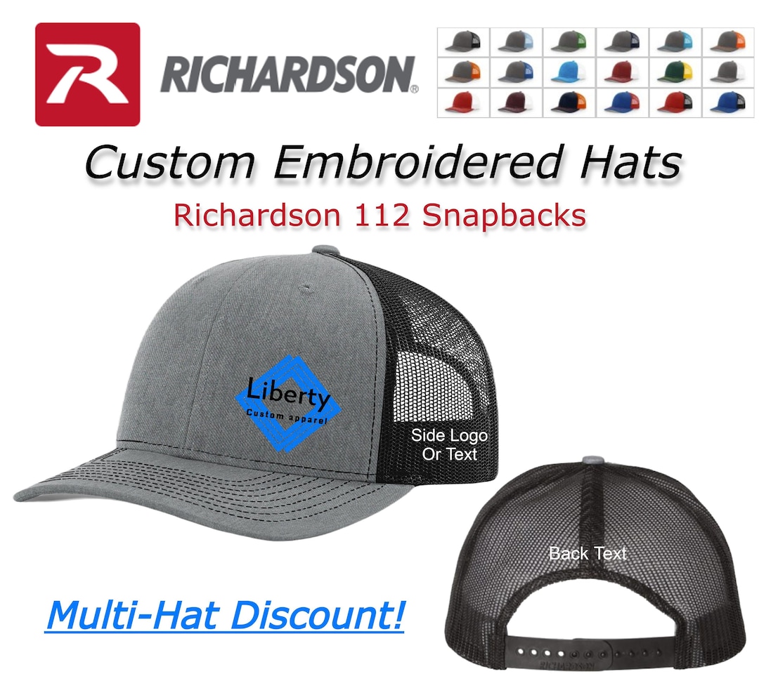 Add Side or Back Design to Custom Embroidered Hats | Richardson 112 ...