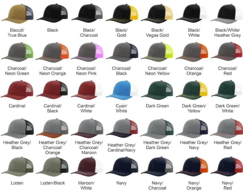 Custom Embroidered Hats Richardson 112 Trucker Caps Custom - Etsy