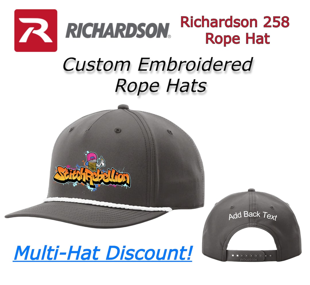 Custom Embroidered Rope Hats | Richardson 258 Trucker Caps | Custom ...