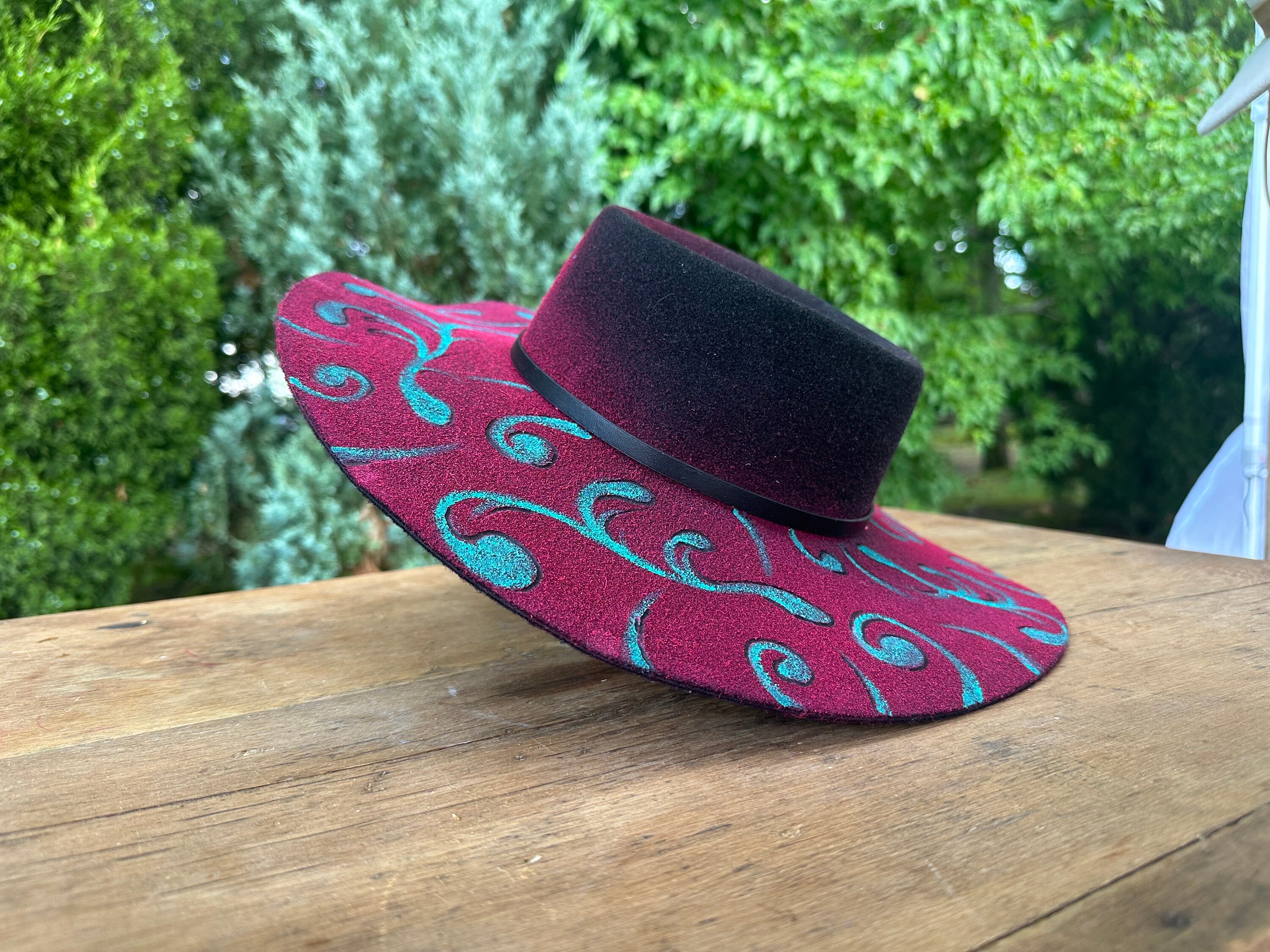 Custom Burned Wide Brim Hat - Etsy