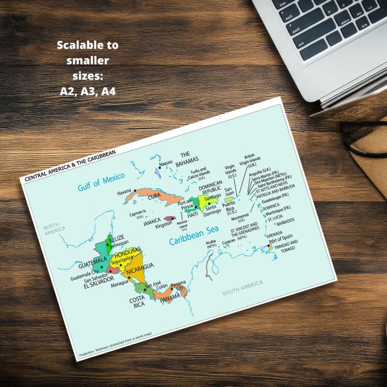 Central America & the Caribbean Political Map – PDF and JPG High ...