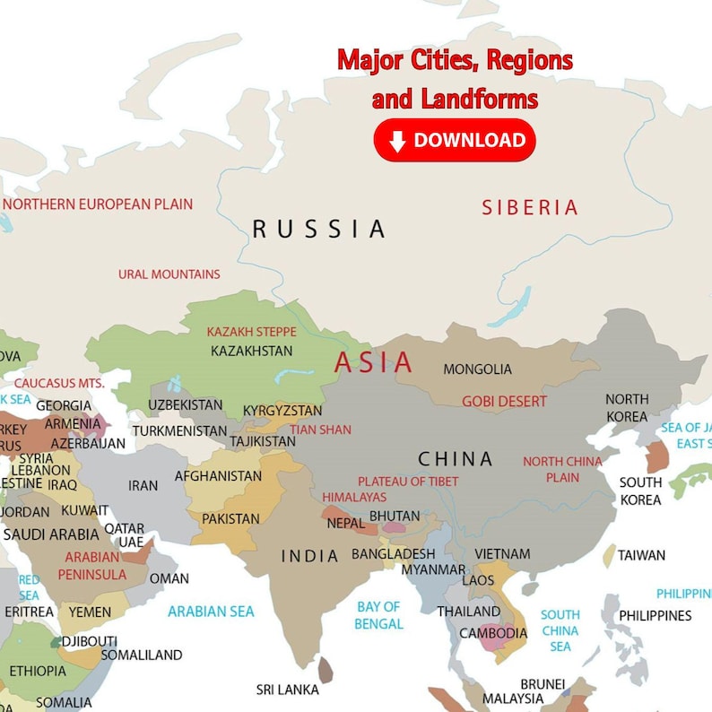 Printable World Political Map Digital Download Poster of Countries ...