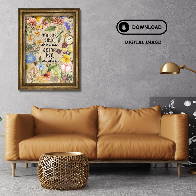 Carl Jung Quote Printable "who Looks Inside Awakes" Vintage Collage ...