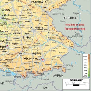 Germany Printable Political Map Detailed DIGITAL Mapping with Cities ...