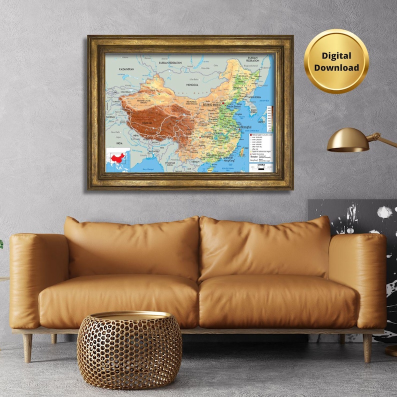 China Political Map Digital Download Printable Administrative, Road ...