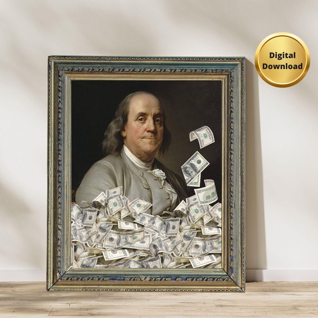Benjamin Franklin Portrait Money Poster Pop Art 100 Dollar Bills Wall ...