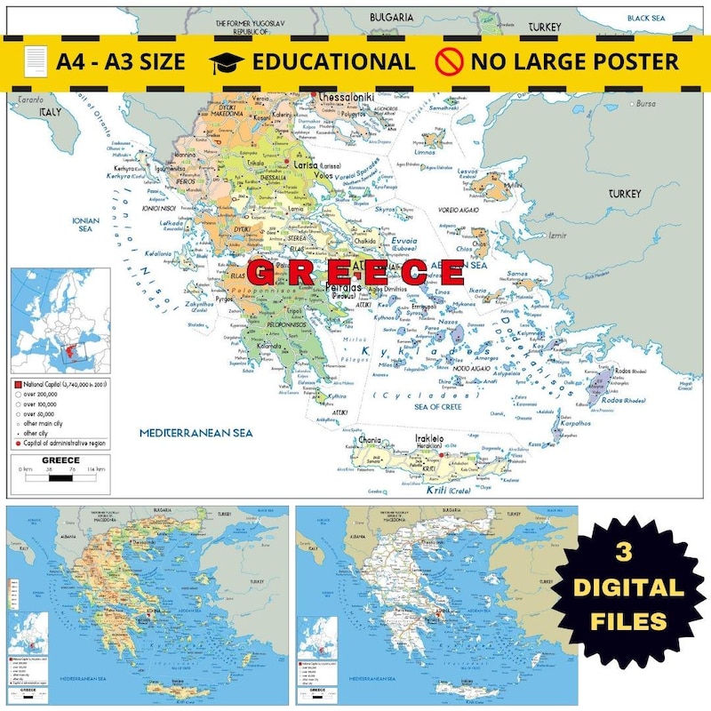 Greek Islands Map Prints - Etsy