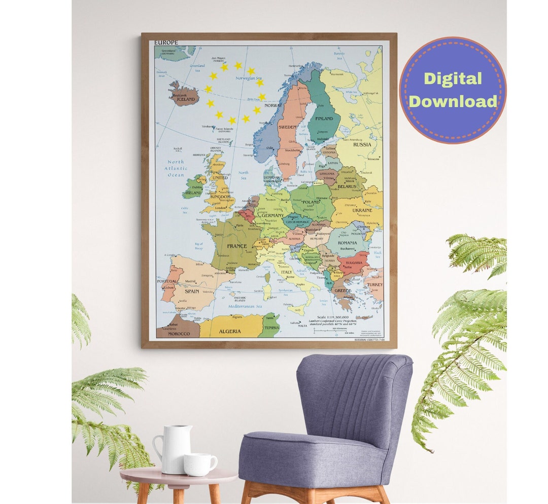 Digital Map of Europe High Quality Resolution, Large Format in Good Resolution You Can Scale It ...