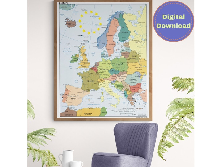 Germany Printable Political Map Detailed DIGITAL Mapping with Cities ...