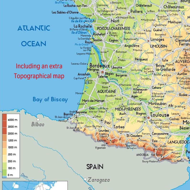 France Printable Political Map Detailed DIGITAL Mapping With Cities ...