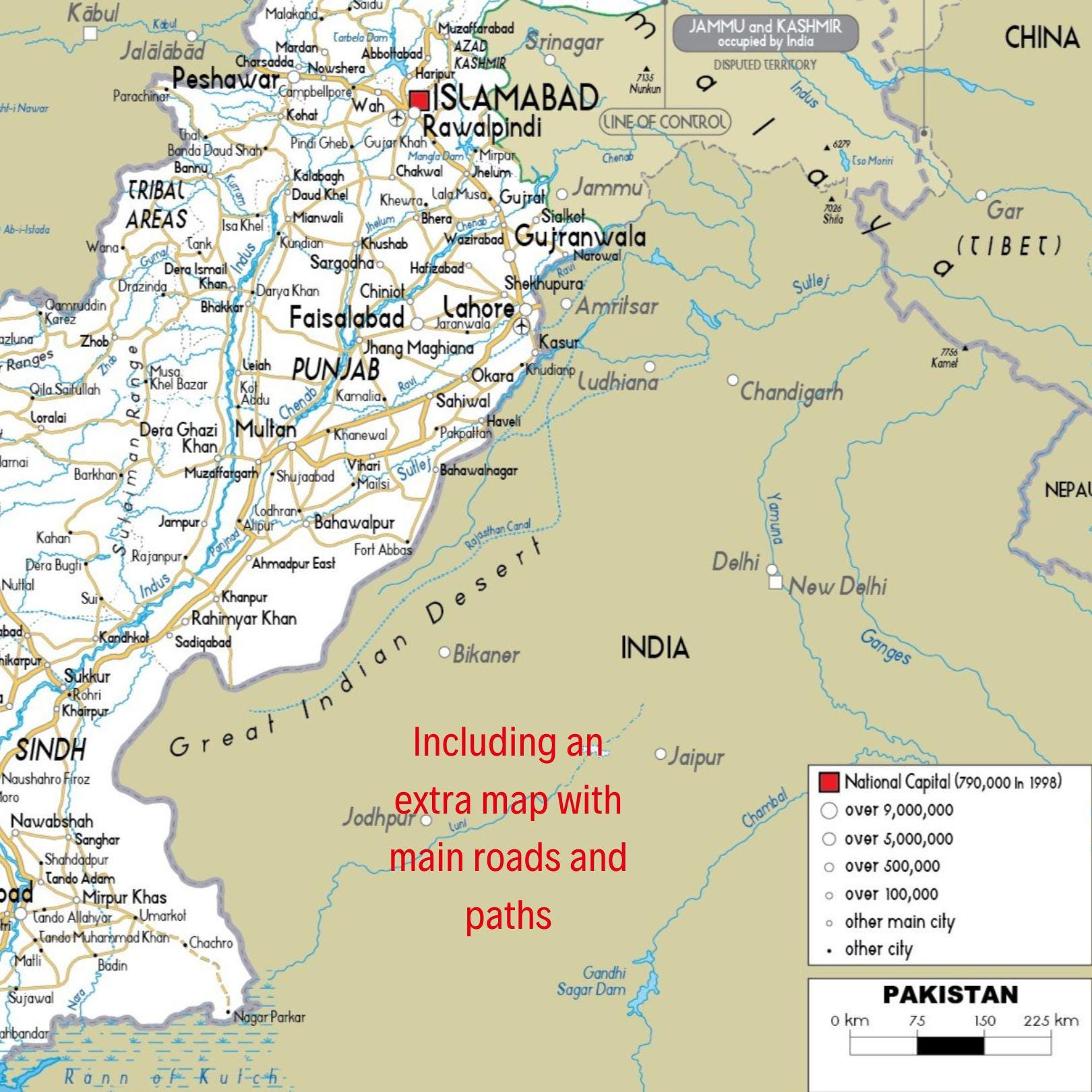 Political Map of Pakistan + Topography & Roads - Etsy Australia