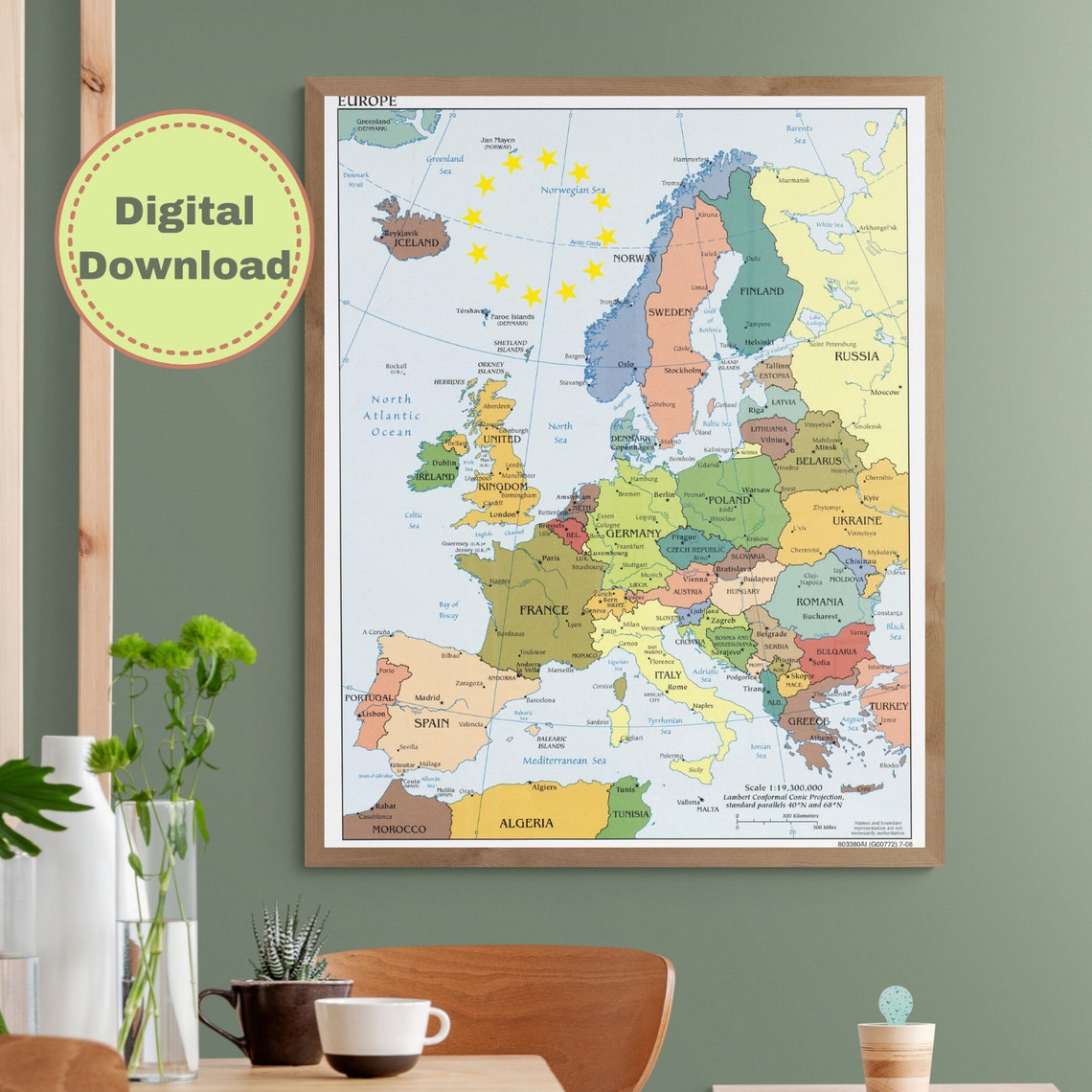 Digital Map of Europe High Quality Resolution, Large Format in Good ...