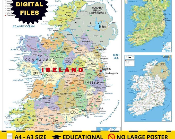 1914 Antique IRELAND Map Atlas Map of Ireland Gallery Wall Home Decor ...