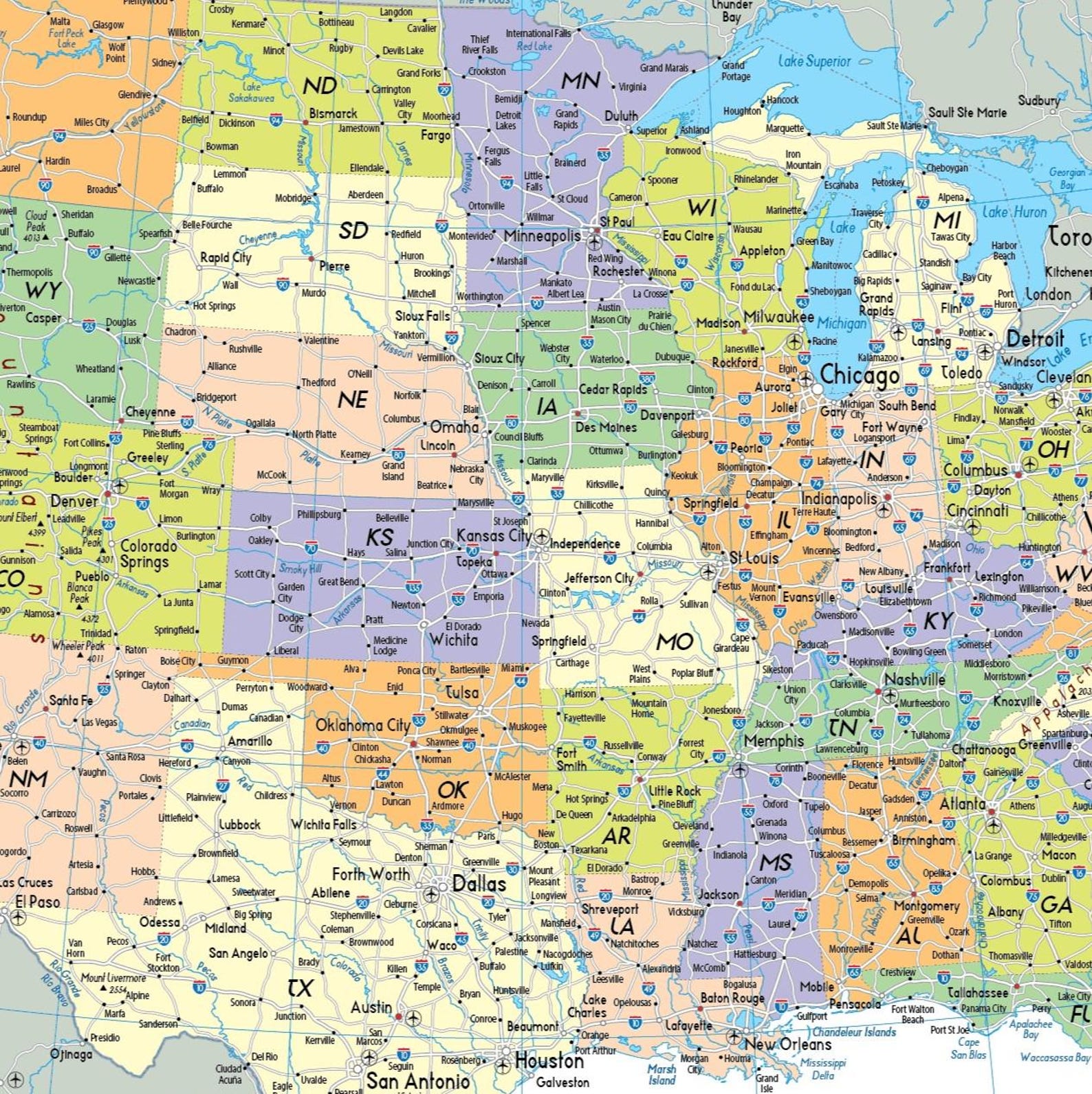 Printable NORTH AMERICA Map Set A3 Digital Download USA, Canada ...
