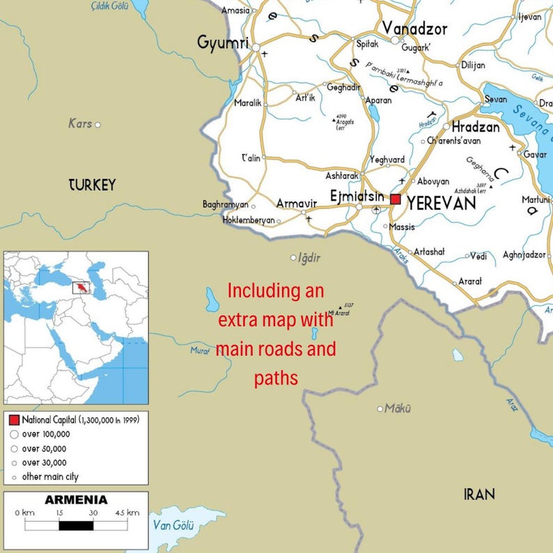 Armenia Map Set: Political, Physical & Road (printable) - Etsy