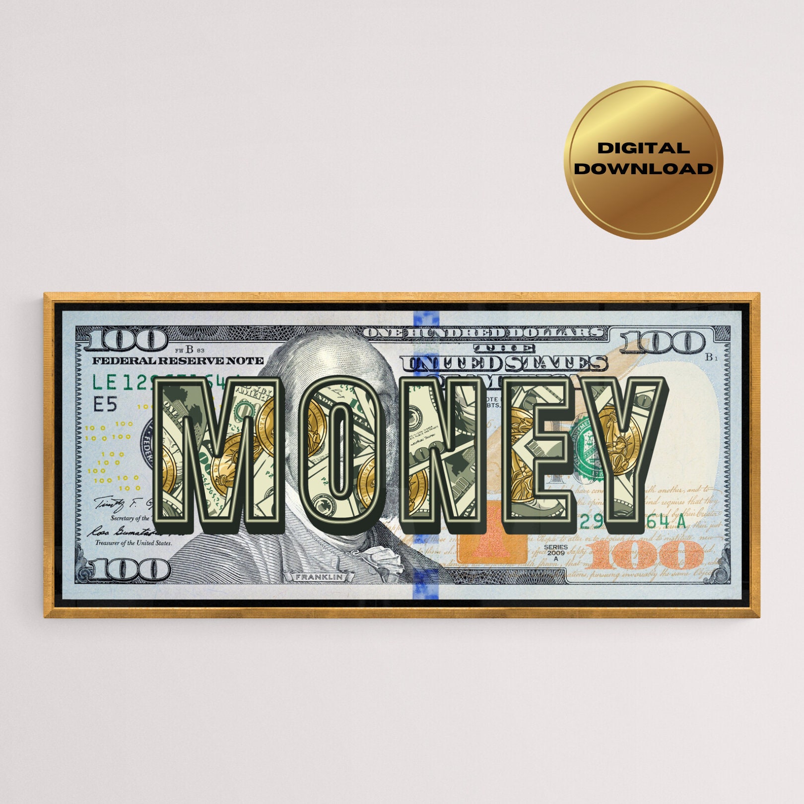 Extra Large 100 Dollar Bill for Decor, Quote About Money and Succes ...