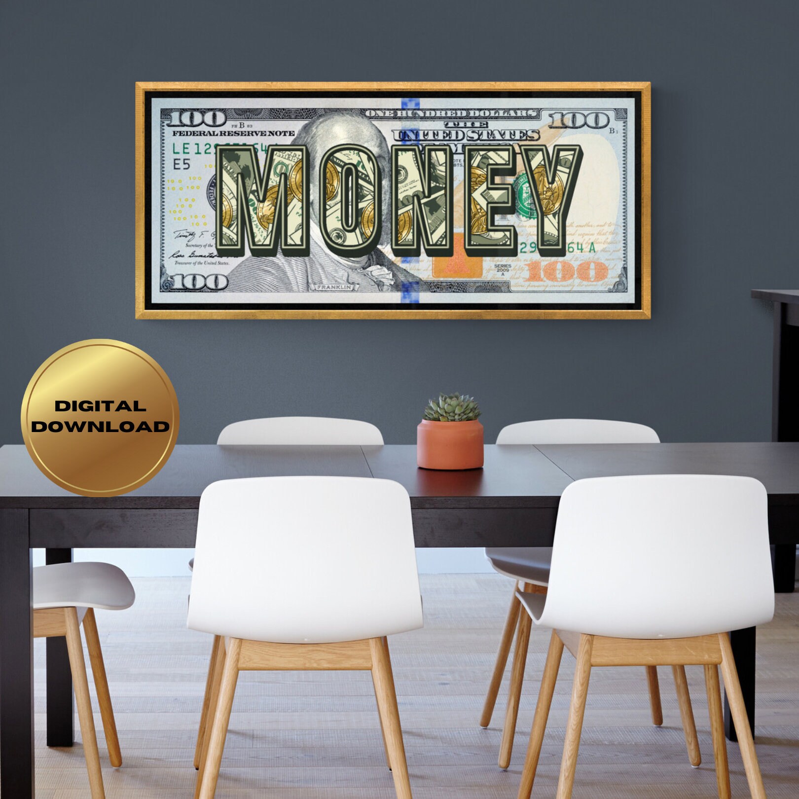 Extra Large 100 Dollar Bill for Decor, Quote About Money and Succes ...