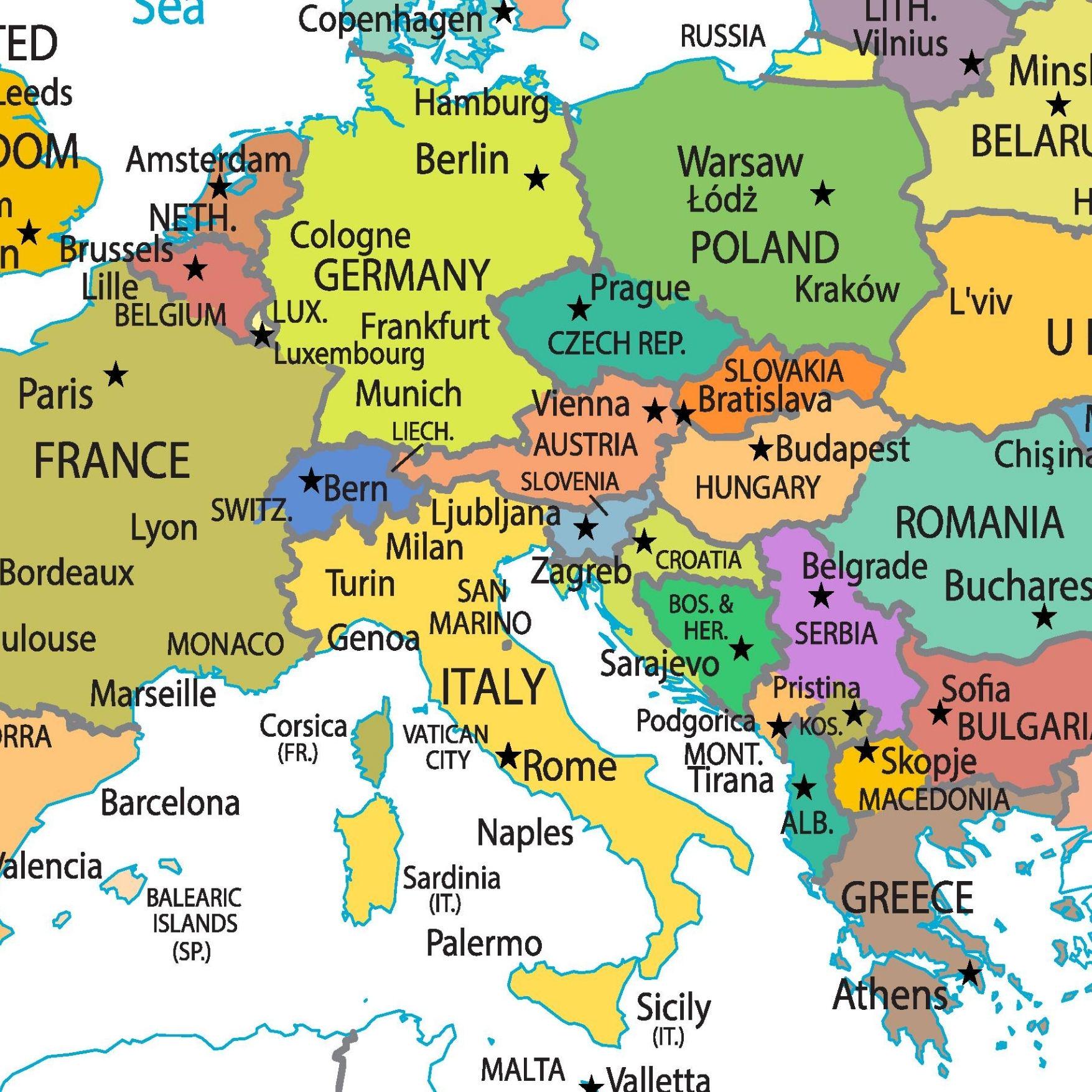 Map of Europe – High Resolution 300 DPI Printable (A1 Size) JPG + PDF ...