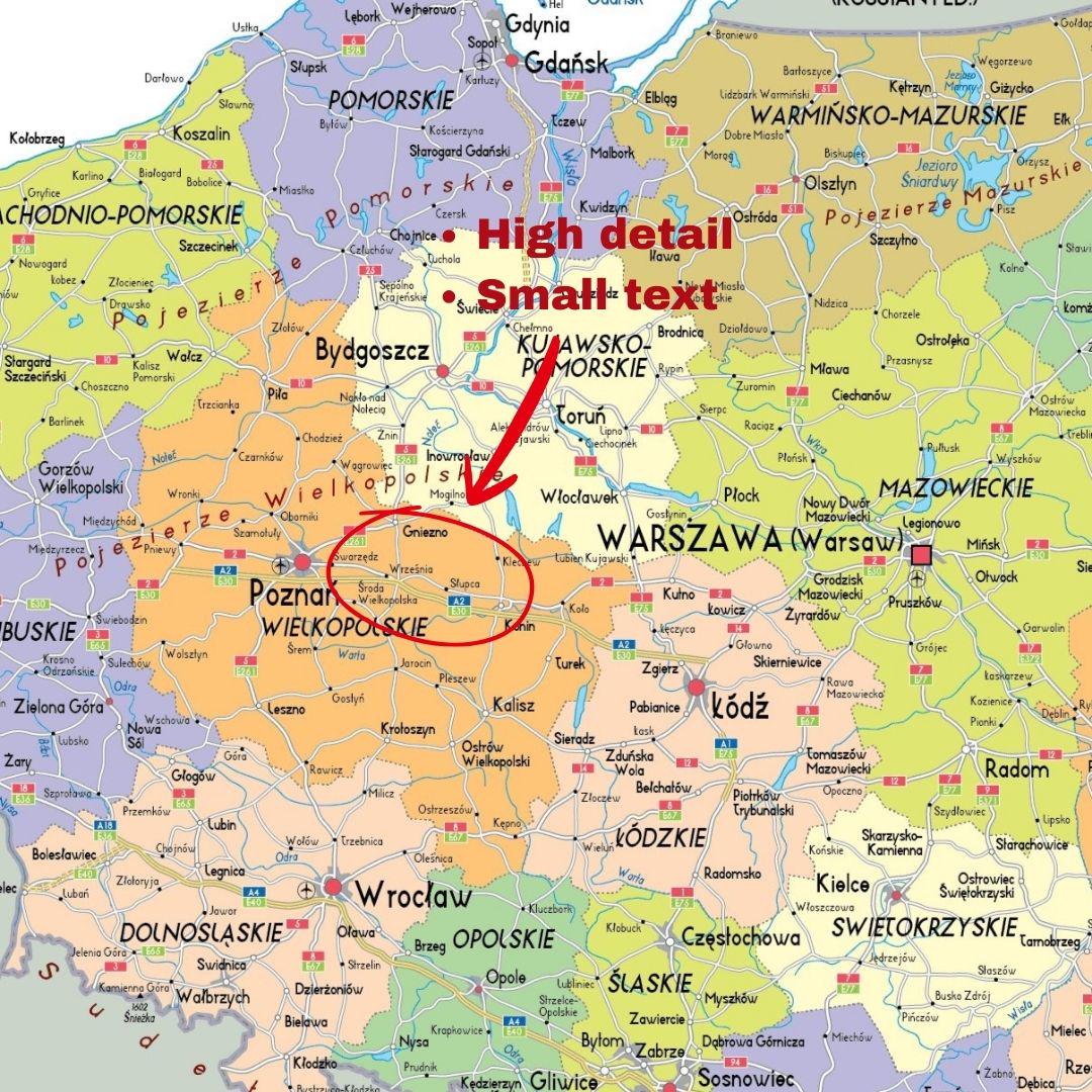 Printable Poland Map Set Political, Topographic & Roads - Etsy
