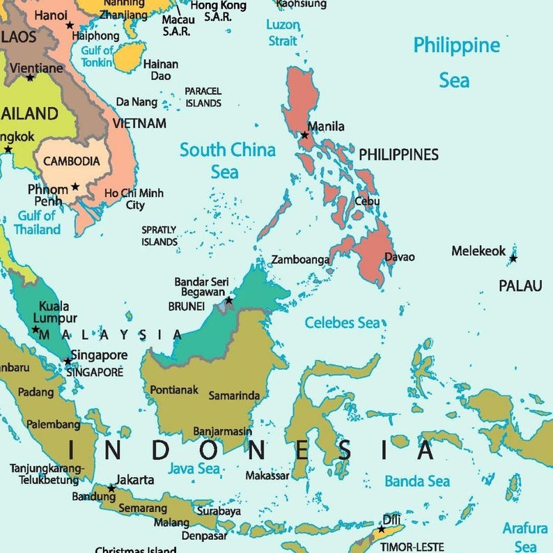 Asia Political Map – Oversized Ultra-high-resolution Printable - Etsy