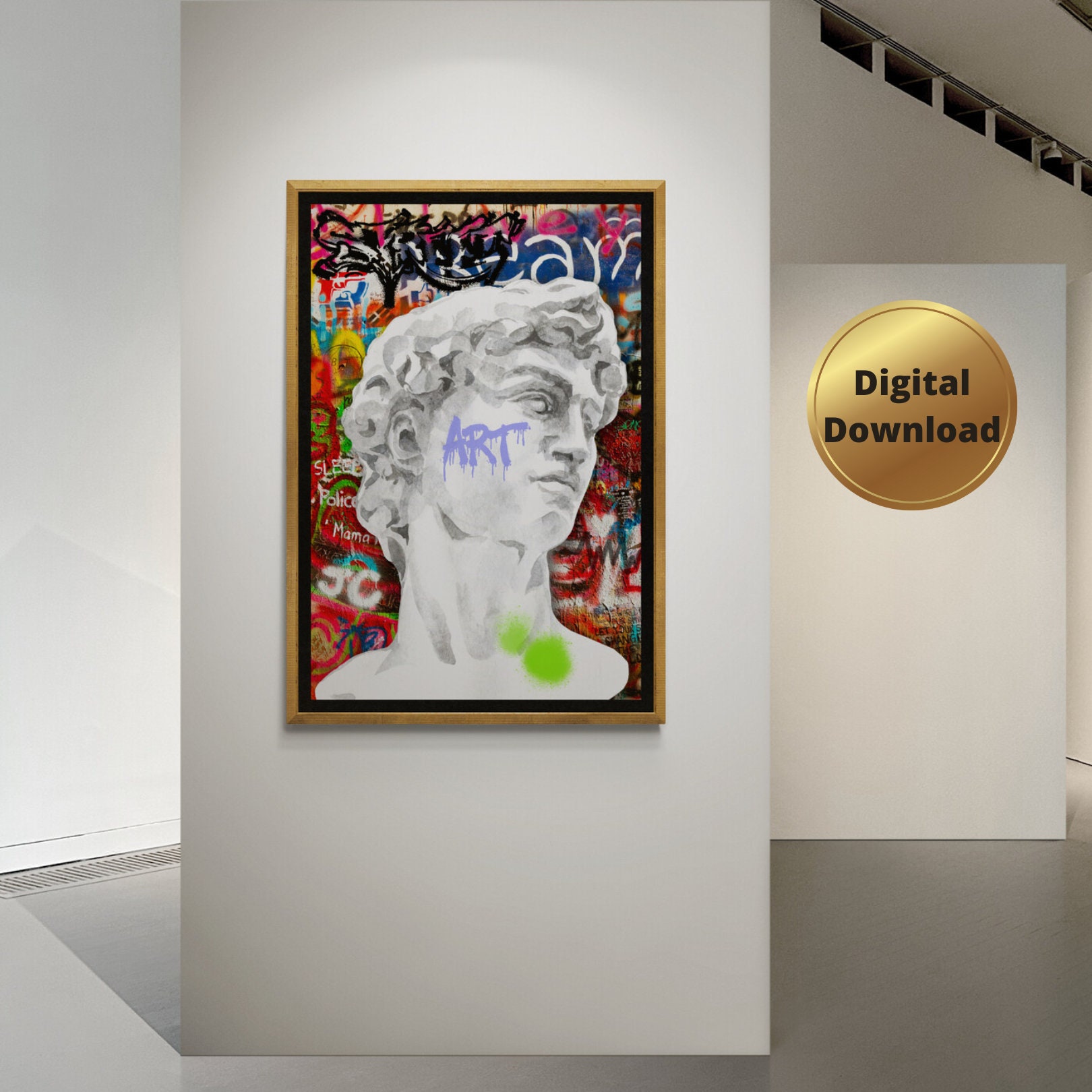 Michelangelo's David Statue Art Print, the Original Masterpiece Altered ...