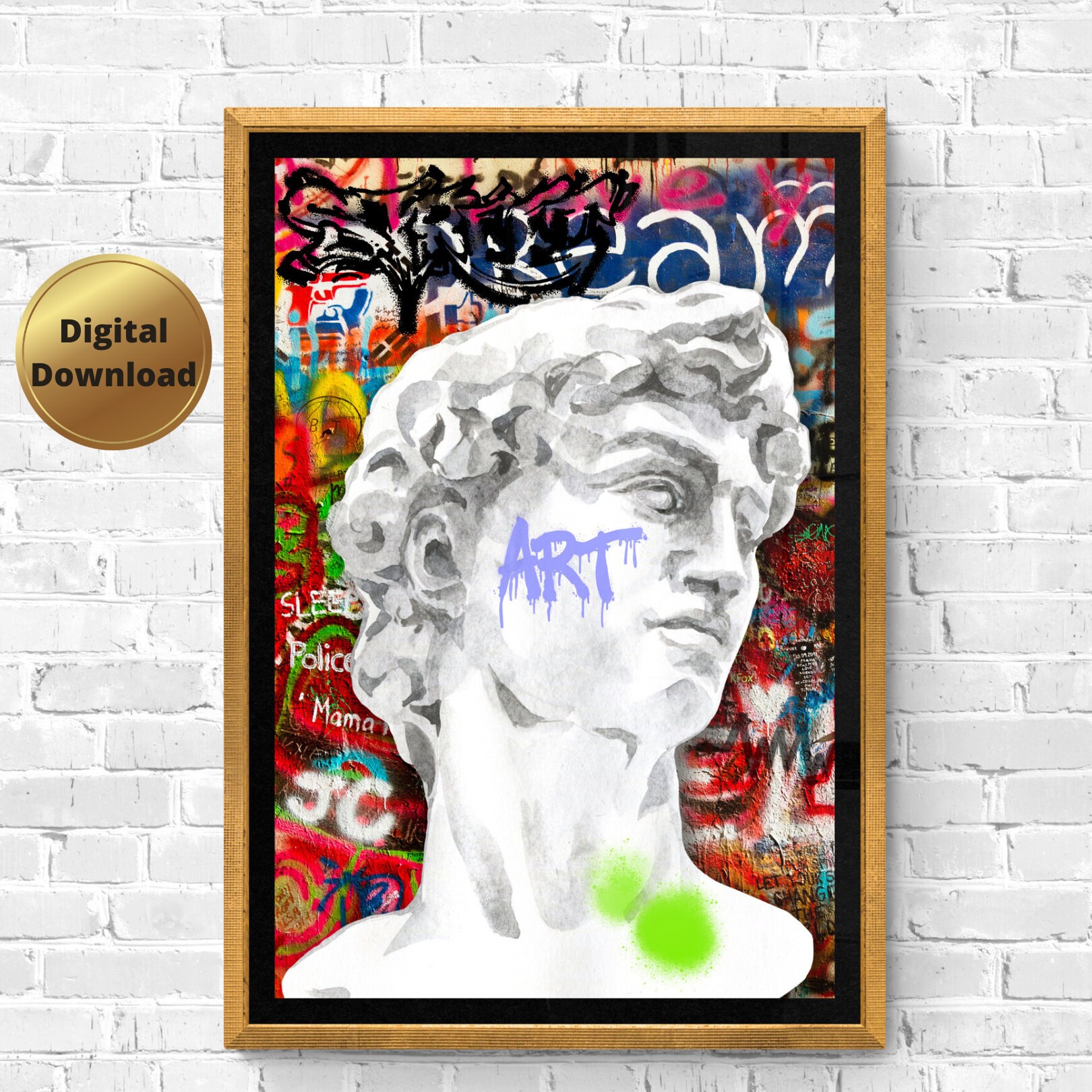 Michelangelo's David Statue Art Print, the Original Masterpiece Altered ...