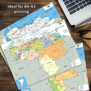 Venezuela Map Set: Political, Physical & Road Network (printable ...