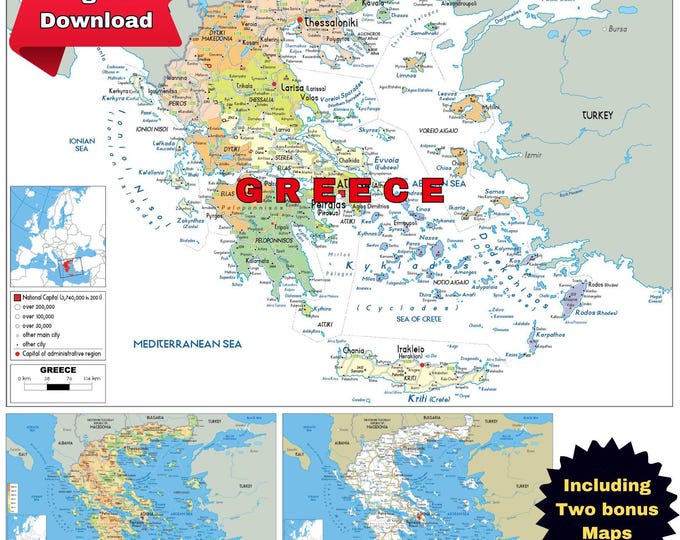National Geographic Maps: Greece and the Aegean 1958 and Italy 1961 - Etsy