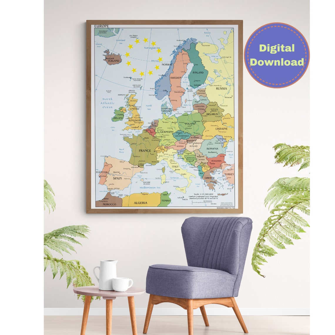 Printable Political Map of Europe, Mapping Countries of Europe, Lively ...