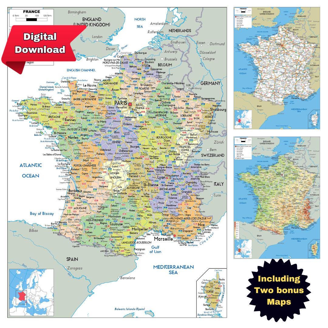 Map Of England And France Great Britain Basic Wall Map 2024
