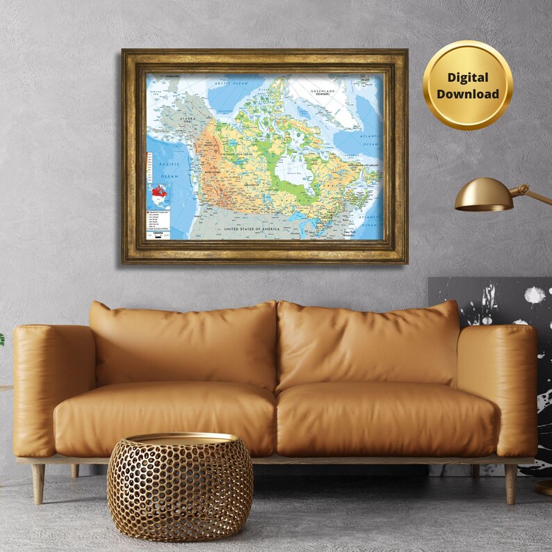 Detailed CANADA Political Map Printable Poster Set of 3 Topography ...