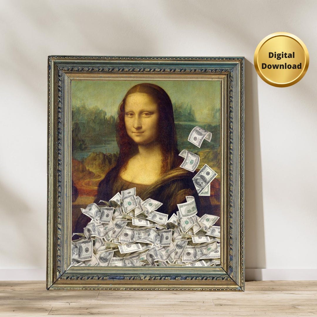 Mona Lisa Money Poster Pop Art 100 Dollar Bill Wall Decor Digital Print ...