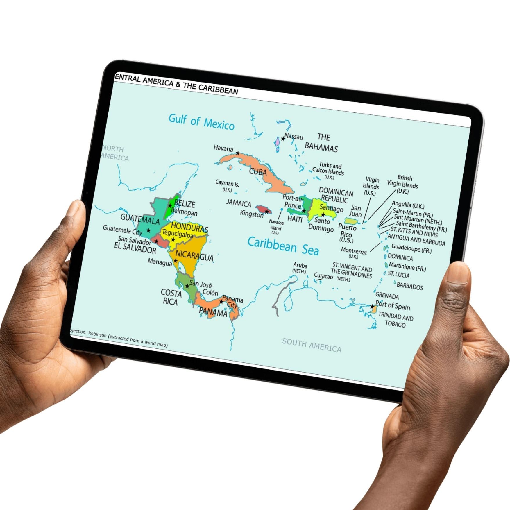 Central America & the Caribbean Political Map – PDF and JPG High ...