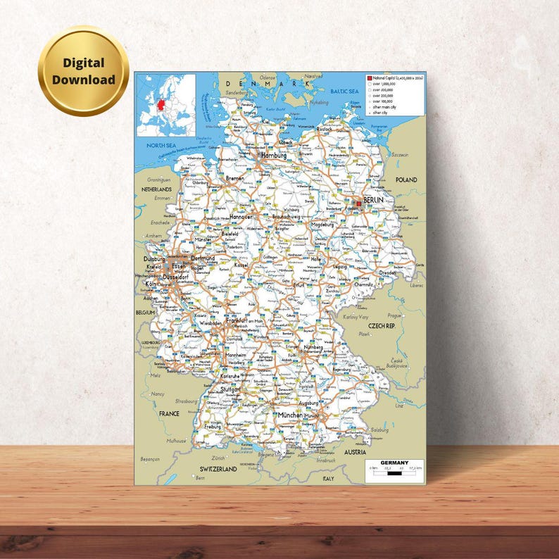 France Printable Political Map Detailed DIGITAL Mapping With Cities ...