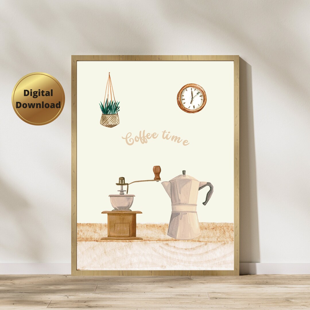 Printable Vintage Coffee Making Tools Illustration in a Stylish and ...