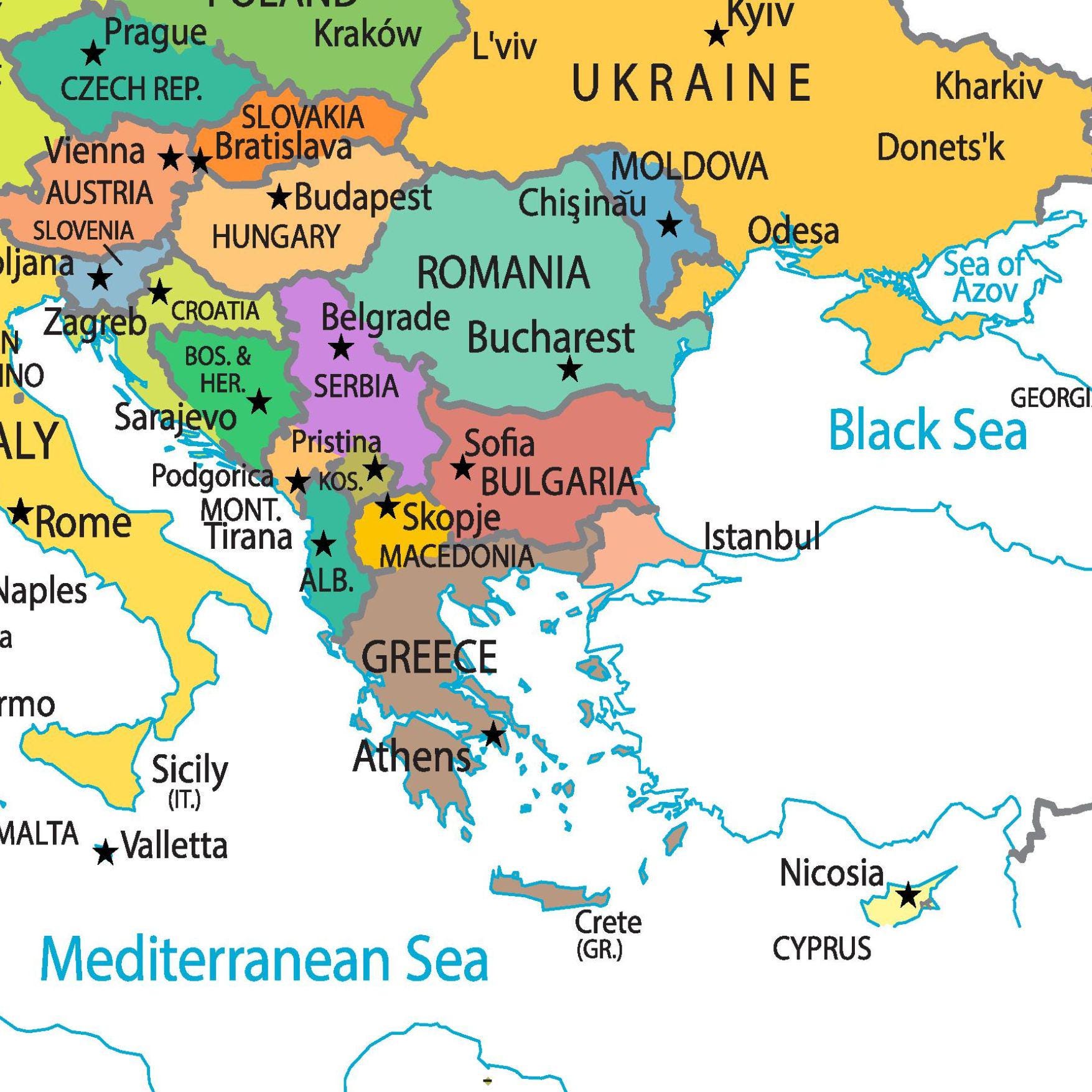 Map of Europe – High Resolution 300 DPI Printable (A1 Size) JPG + PDF ...