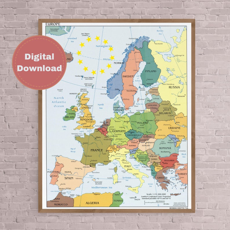 Digital Map of Europe High Quality Resolution, Large Format in Good ...