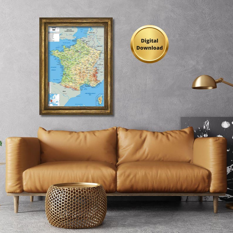 France Printable Political Map Detailed DIGITAL Mapping With Cities ...