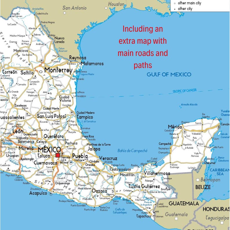 Colorful MEXICO Printable Political Map A3 Digital Download With ...